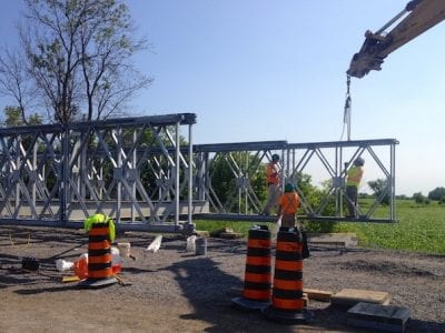 Temporary bridge delivered to keep farmers connected with their fields