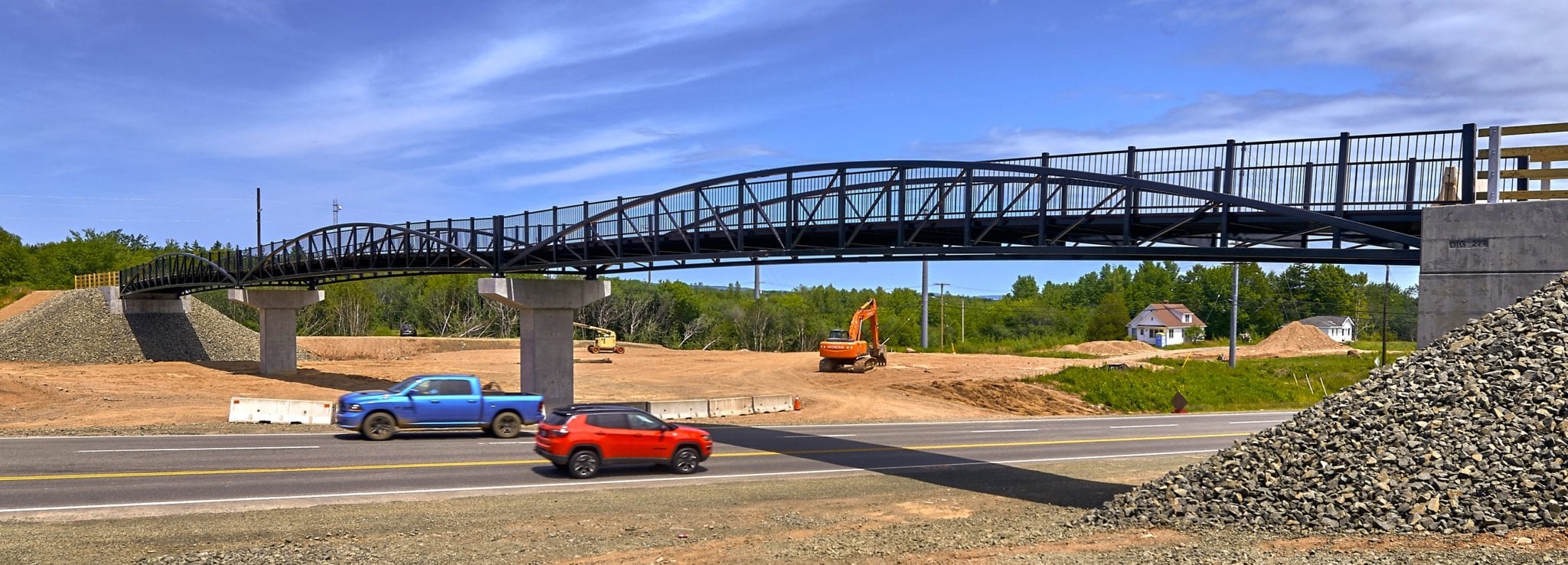 Triple-span bridge joins Nova Scotia rail-bed trail over highway