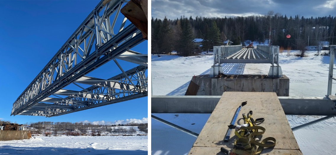 Algonquin Modular Bridge System cantilever launches onto existing piers ...