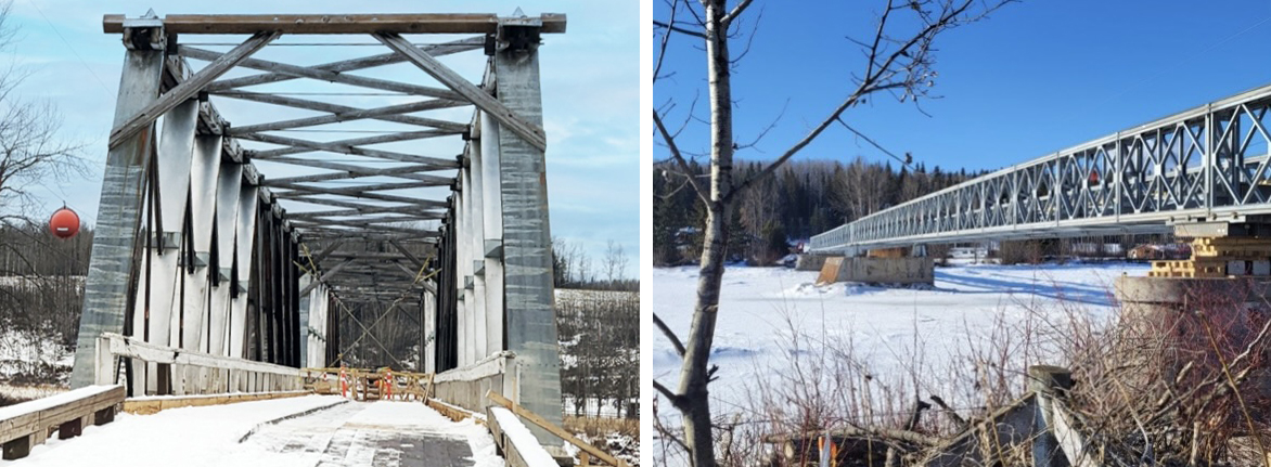 Algonquin Modular Bridge System cantilever launches onto existing piers ...